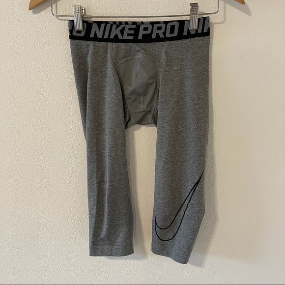 Nike | Bottoms | Nike Pro Compression Tights Gray Mesh Panel Knee ...